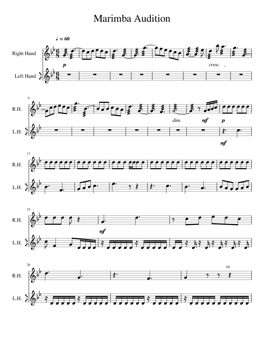 Marimba Audition Sheet music for Marimba (Percussion Duet) | Musescore.com