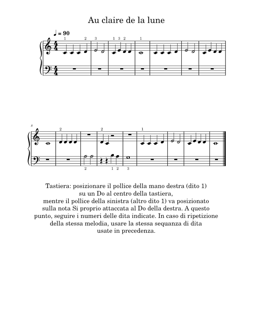 AU CLAIRE DE LA LUNE – Trad. French Sheet music for Piano (Solo) Easy ...