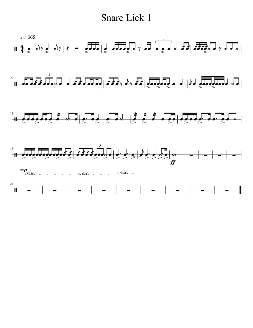 Agile Snare Lick Sheet music for Snare drum (Solo) | Musescore.com