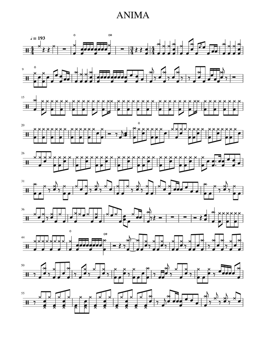 ANIMA-ReoNa Sheet music for Drum group (Solo) | Musescore.com
