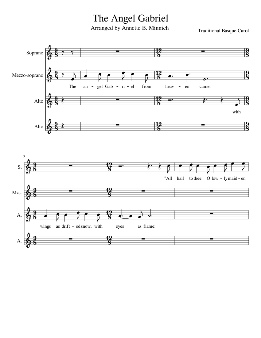 The Angel Gabriel Sheet music for Soprano, Alto, Mezzo soprano (Choral ...
