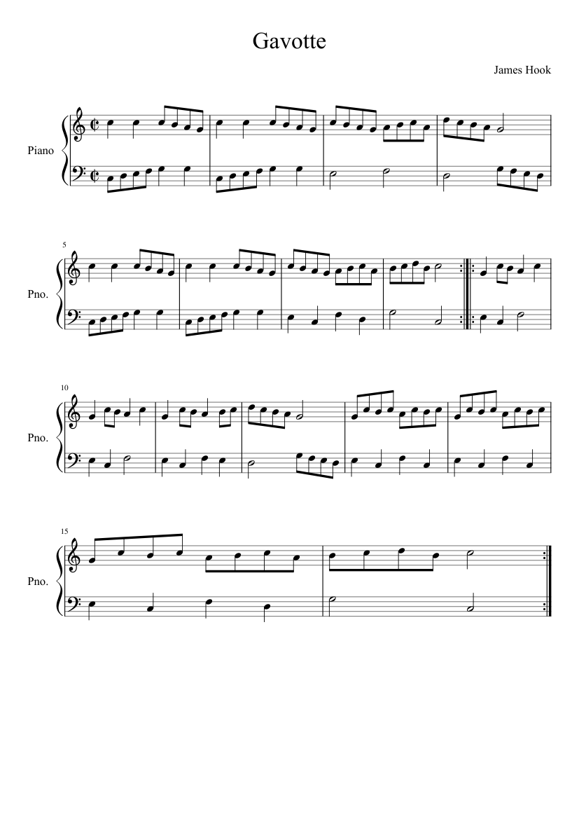 Gavotte - James Hook Sheet Music for Piano (Solo) | MuseScore.com