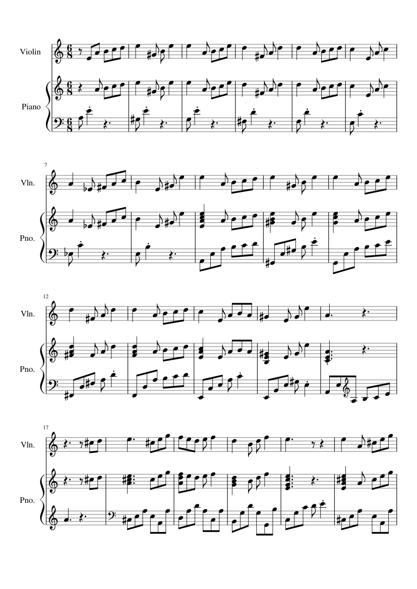 Ib - Memory Sheet Music for Piano, Violin (Solo) | MuseScore.com