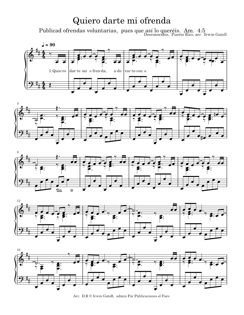 445. Quiero darte mi ofrenda Sheet music for Piano (Solo) Easy ...