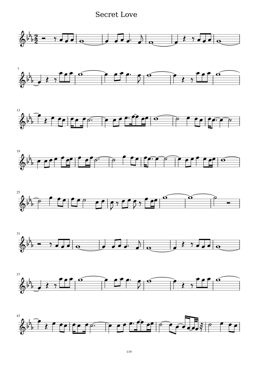 Secret Love Sheet music for Violin (Solo) | Musescore.com