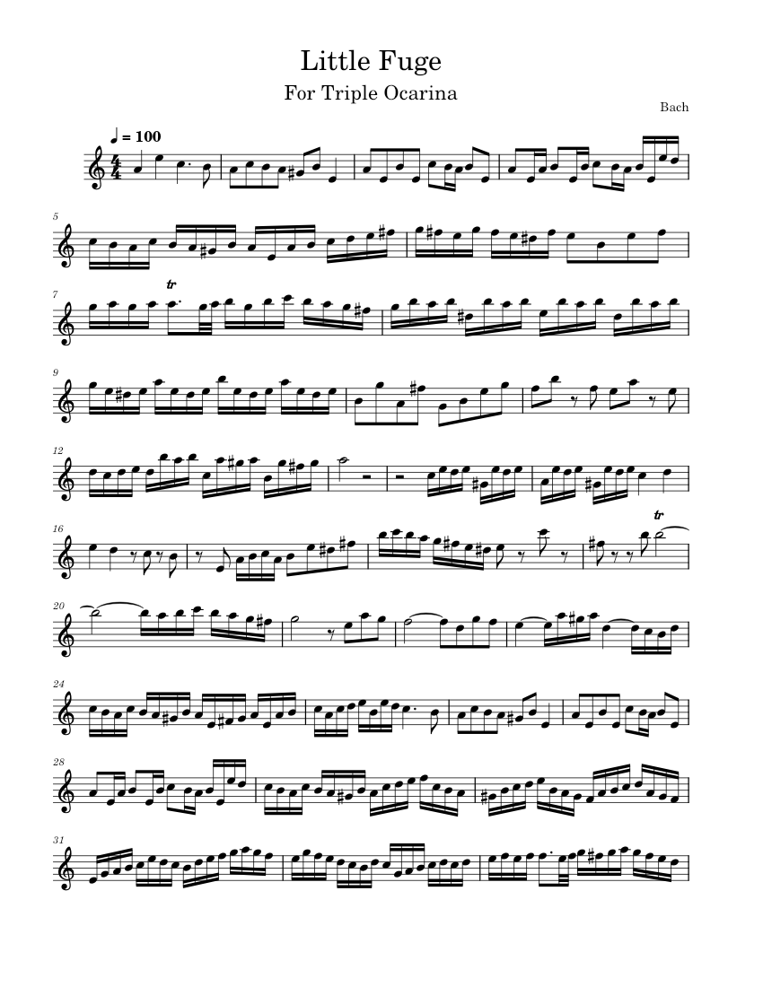 Little fuge – Johann Sebastian Bach Little Fuge Sheet music for Flute ...