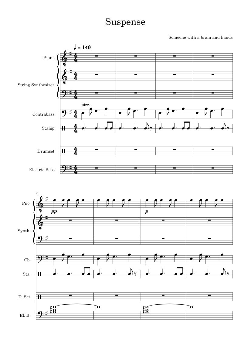 Suspense (Pause Menu Track) Sheet music for Piano, Contrabass, Bass ...