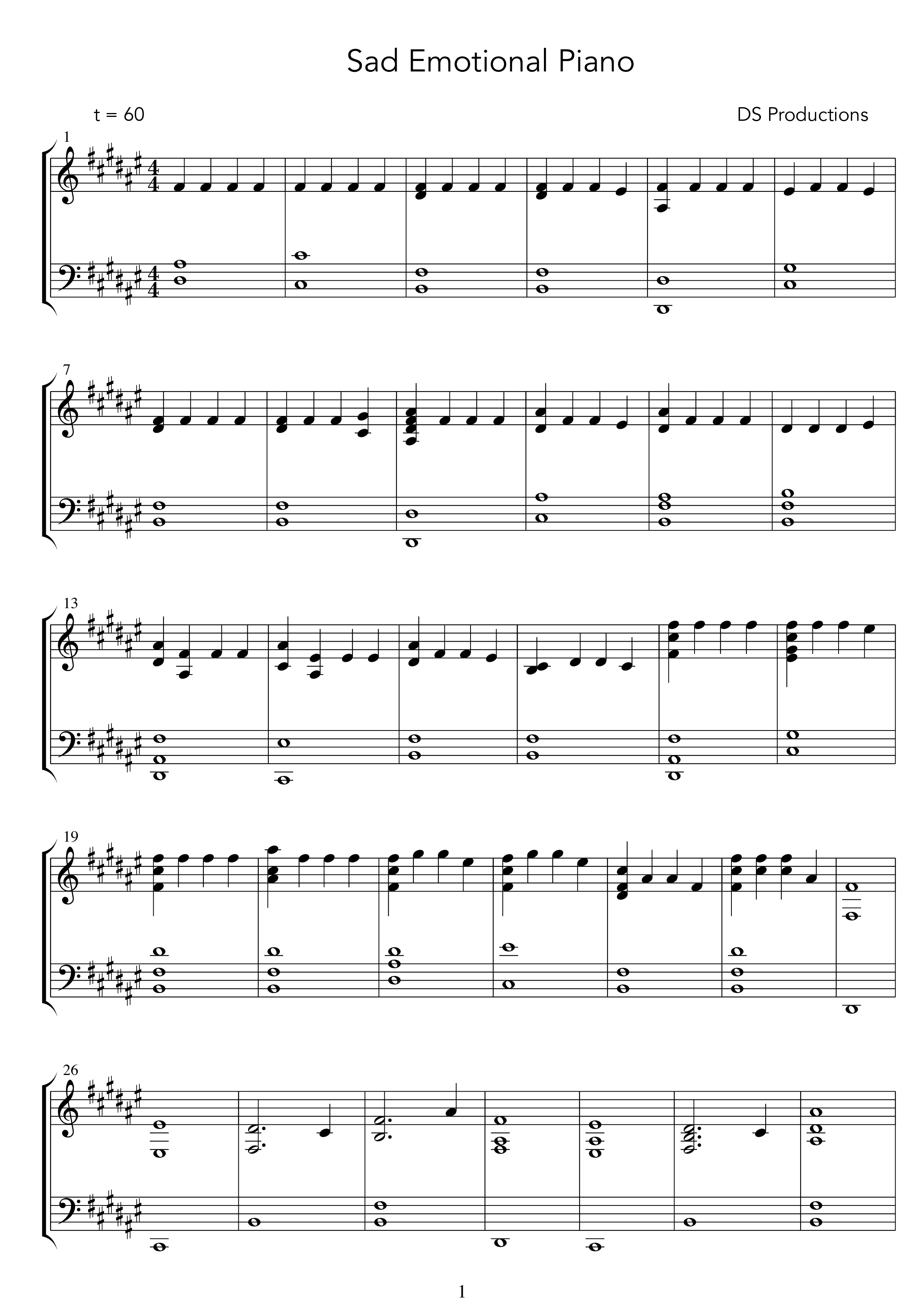 Play Official version of Sad Emotional Piano Sheet Music by DS ...