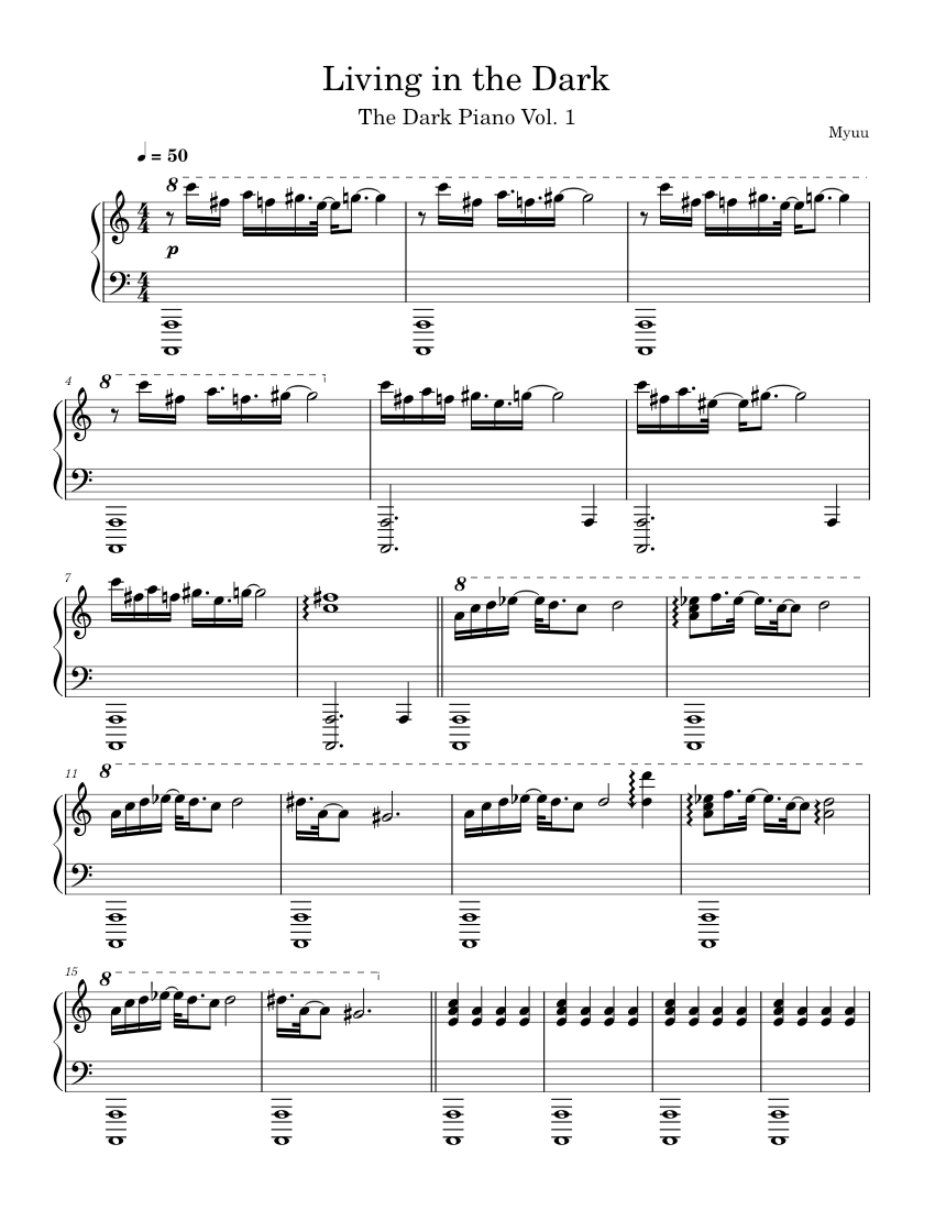 Living in the Dark by Myuu Sheet Music for Piano (Solo) Easy ...