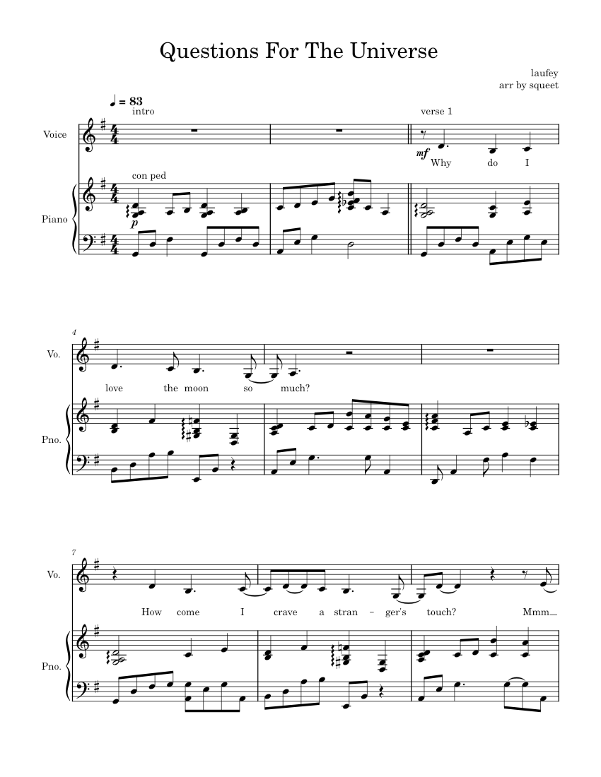 Questions For the Universe – Laufey [full transcription] Sheet Music ...