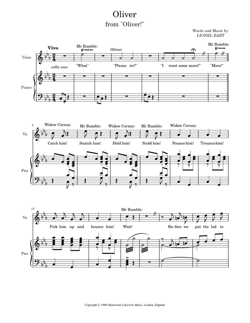 Oliver Sheet music for Piano (Piano Duo) | Musescore.com