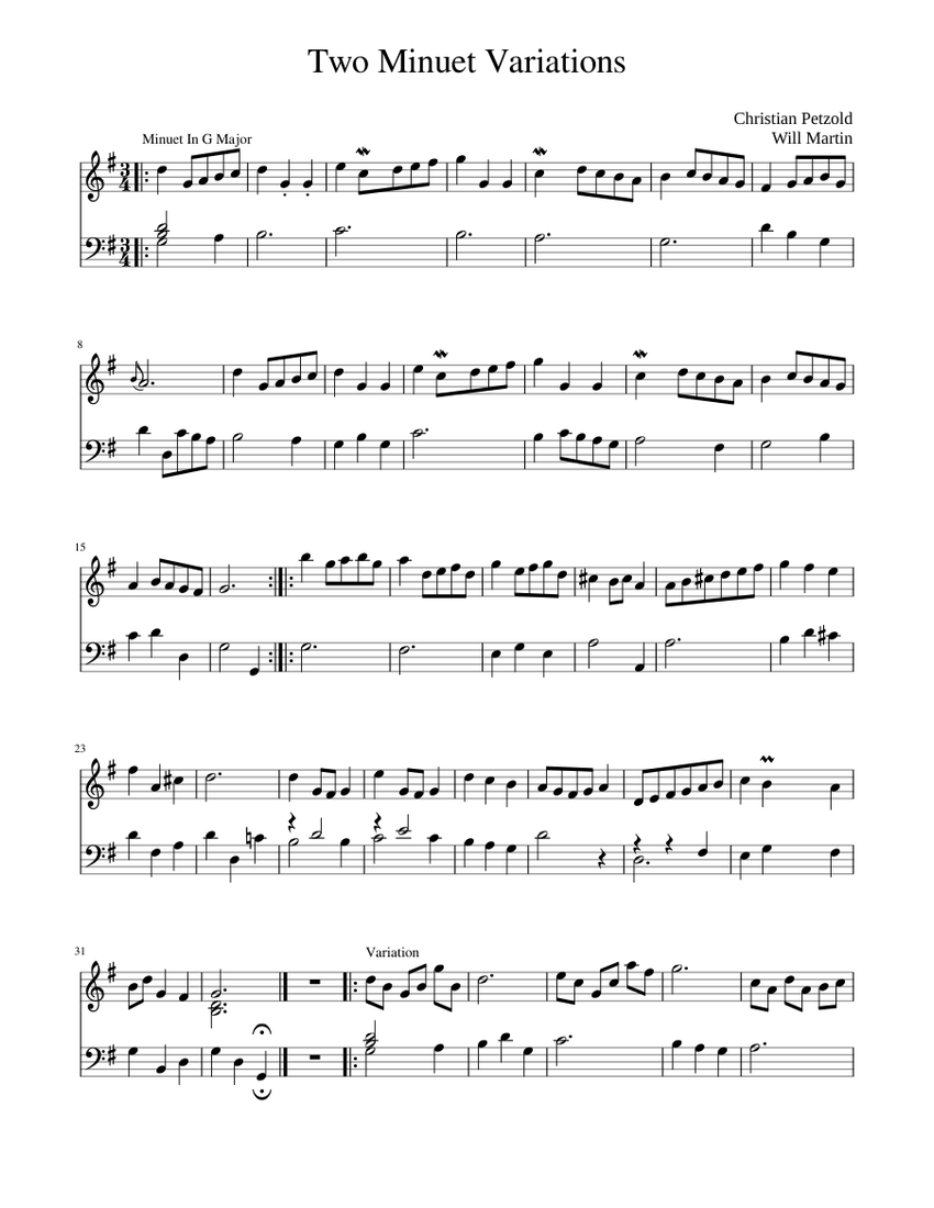 Two minuet variations Sheet music for Piano (Solo) Easy | Musescore.com
