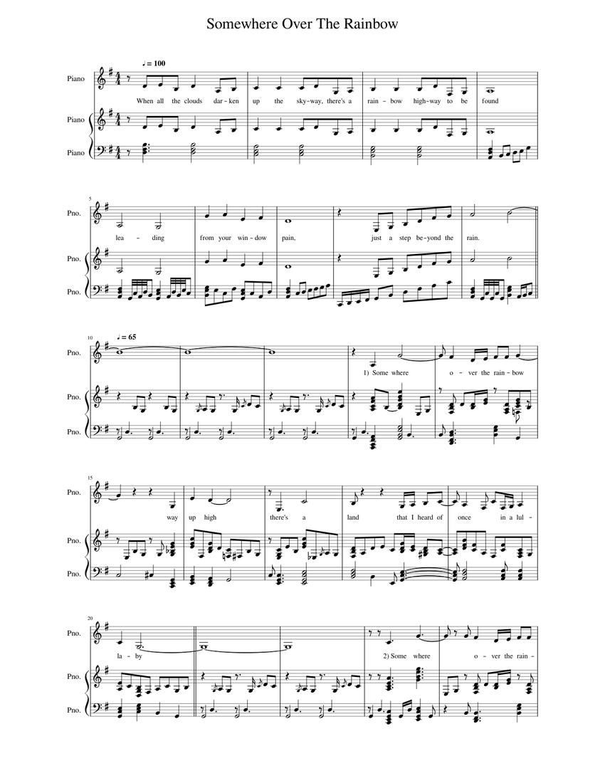 Somewhere Over The Rainbow Sheet music for Piano (Mixed Trio ...