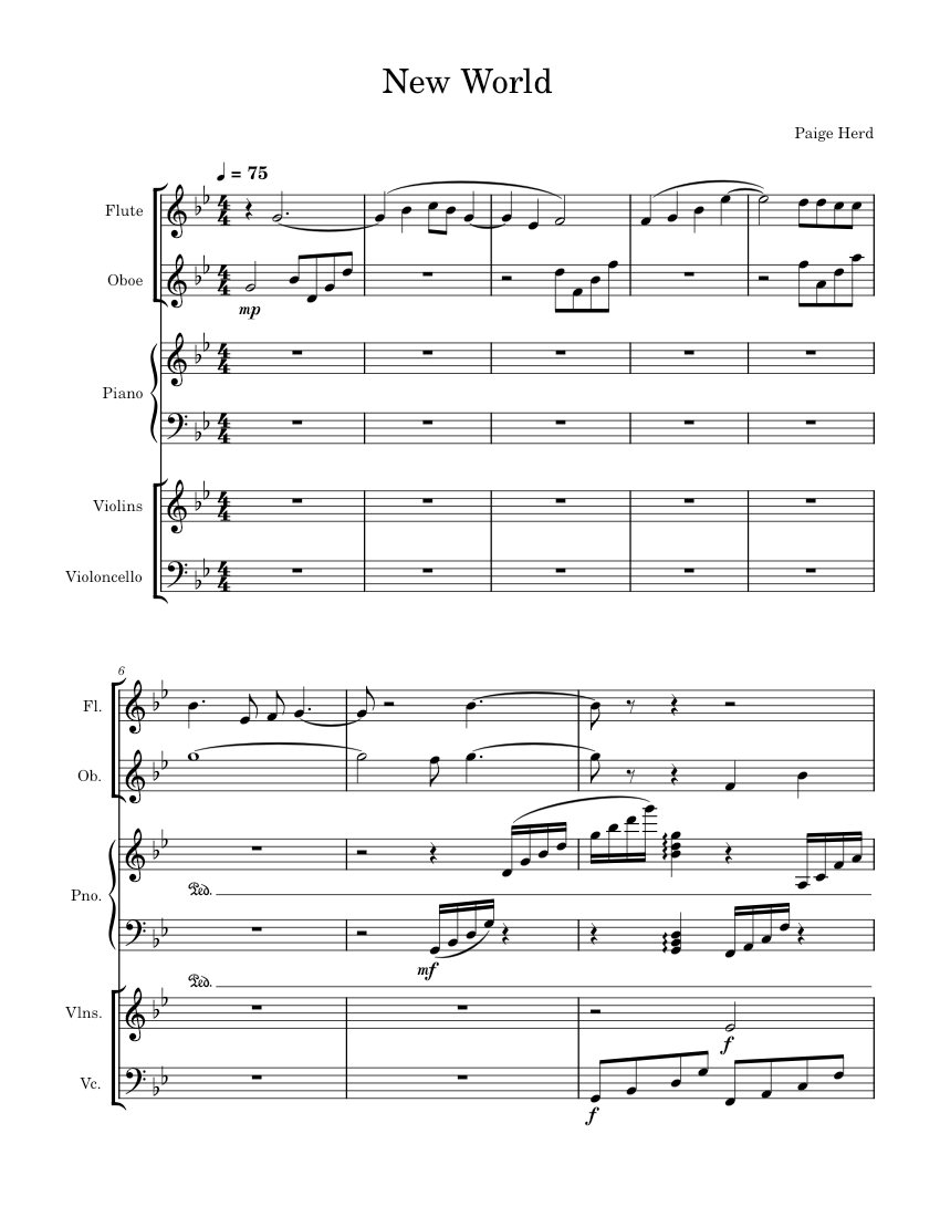 New World Sheet music for Piano, Flute, Oboe, Cello & more instruments ...