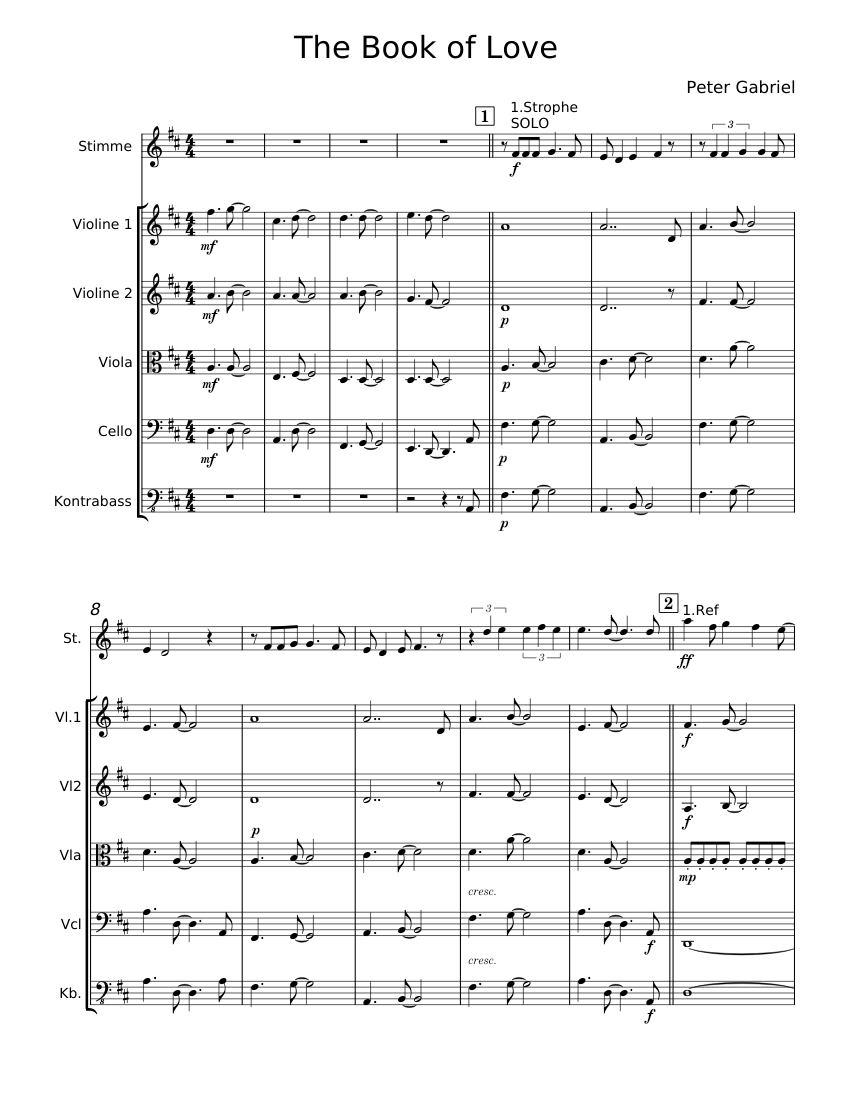 The book of love - Peter Gabriel Sheet music for Vocals, Contrabass ...