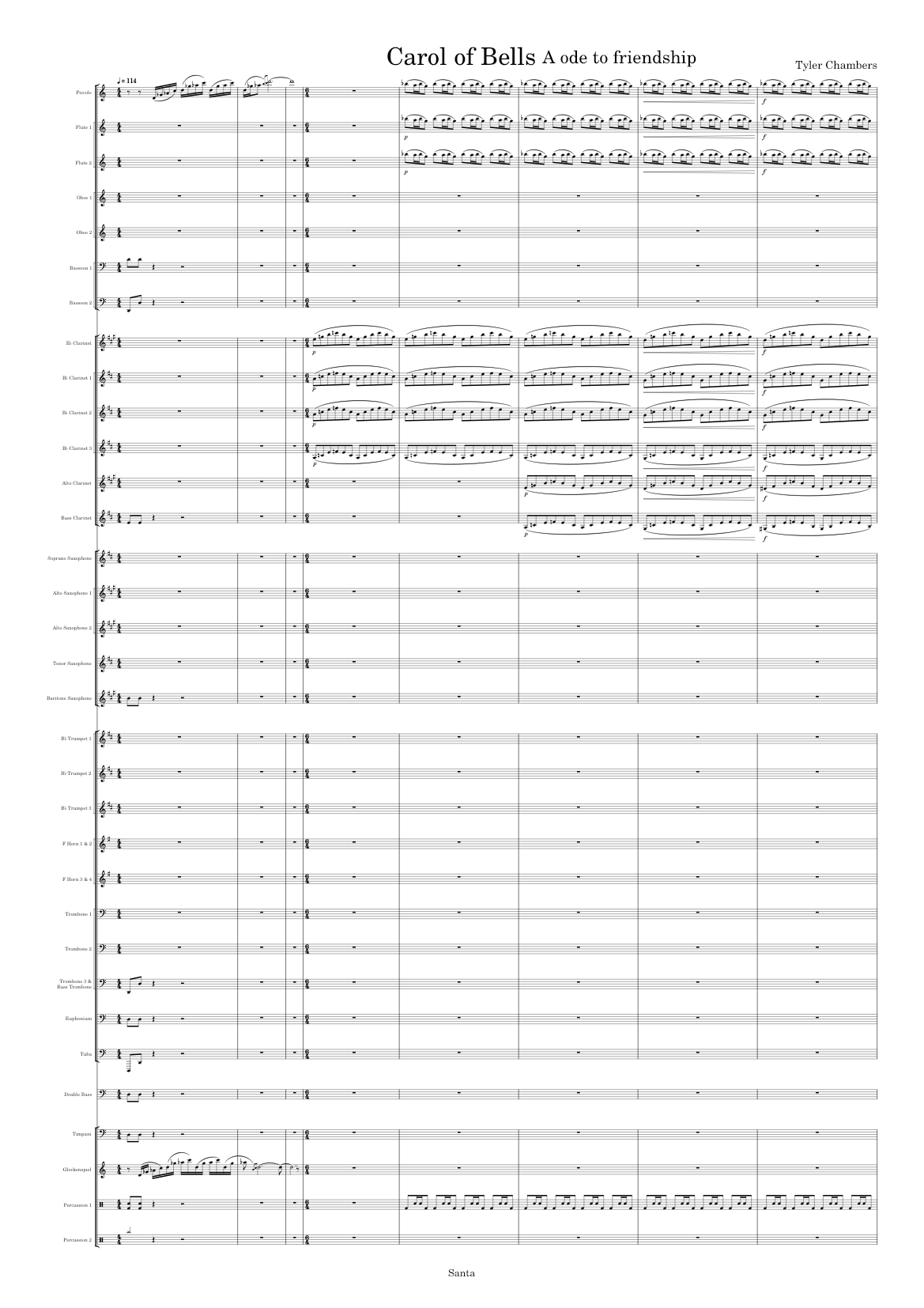 Carol_of_Bells Sheet music for Trombone, Euphonium, Tuba, Flute piccolo ...