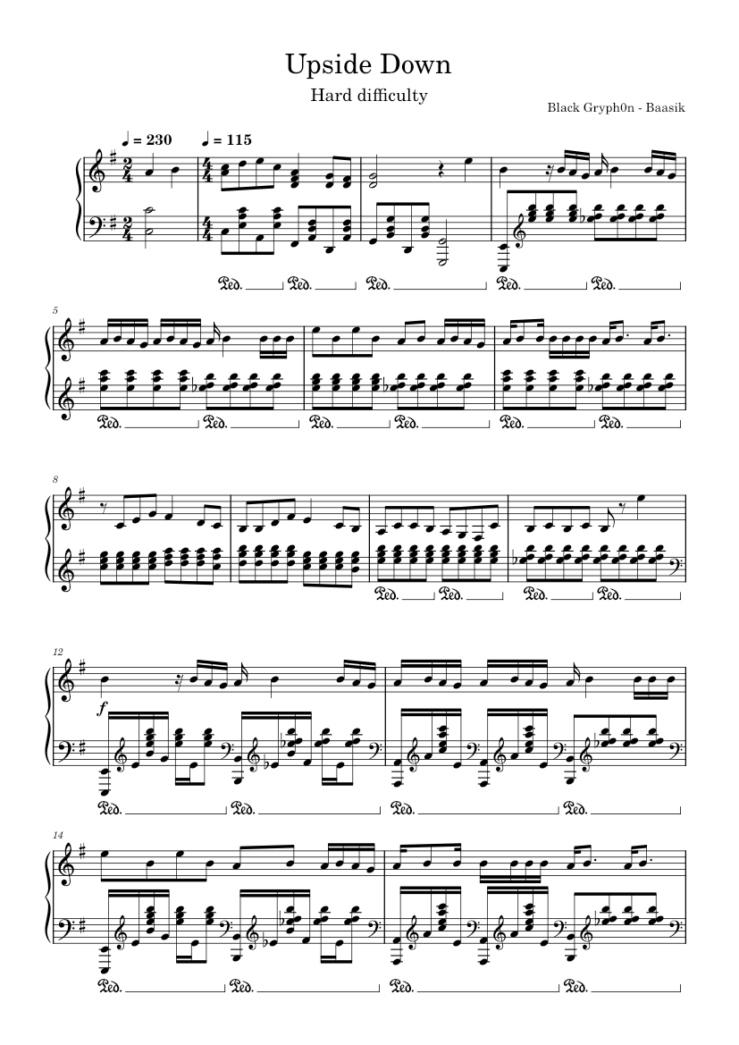 Upside Down -(upd. 3/3) – Black Gryph0n Sheet Music for Piano (Solo ...