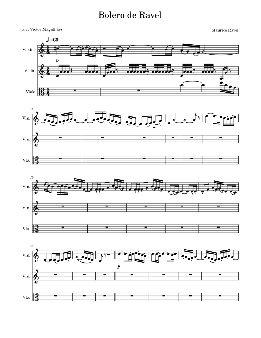 Bolero – Maurice Ravel Bolero_de_Ravel Sheet music for Violin, Viola ...