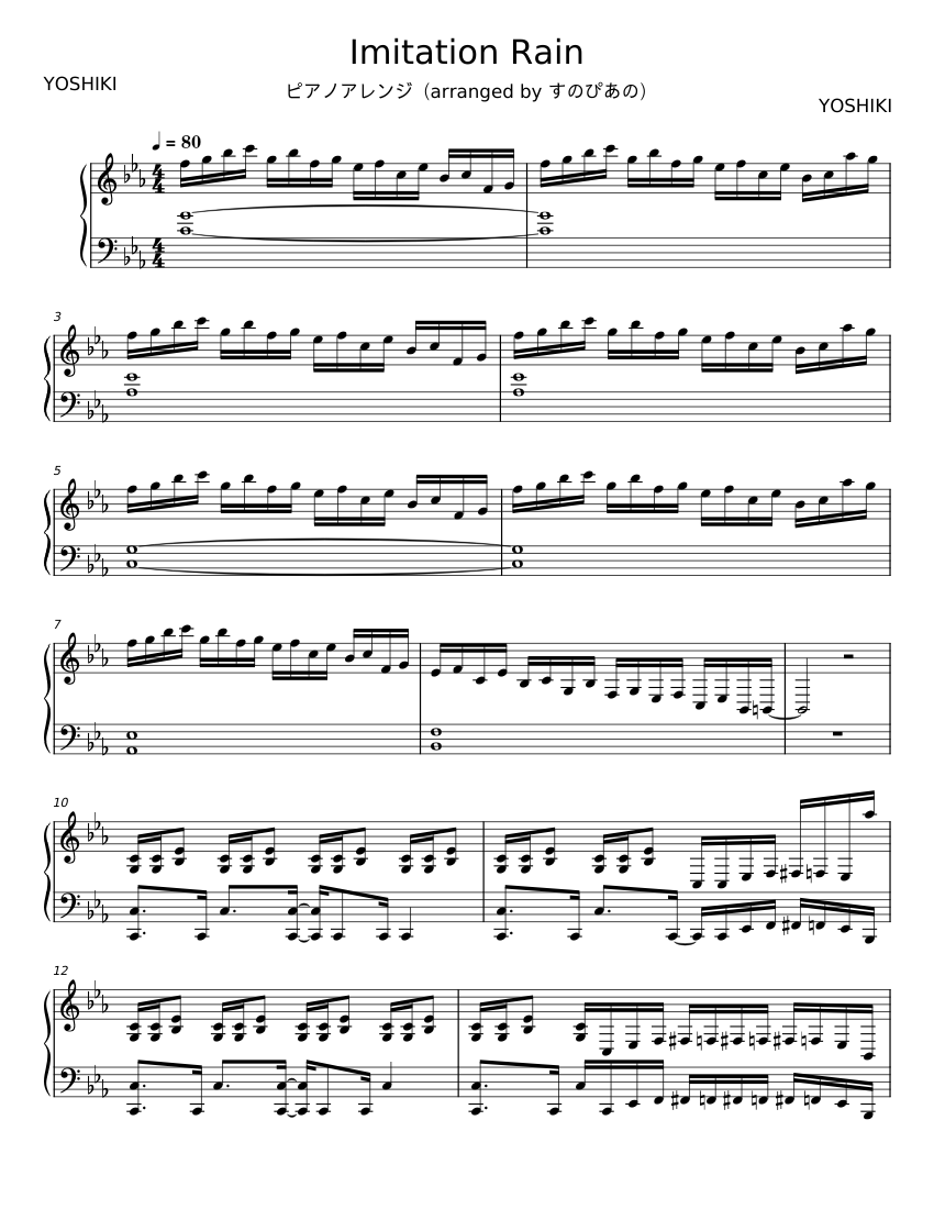 Imitation Rain - SixTONES Sheet music for Piano (Piano Duo) | Musescore.com