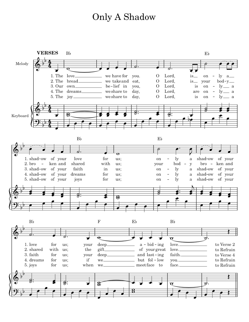 Only a Shadow - Carey Landry Sheet Music with Chords for Piano ...