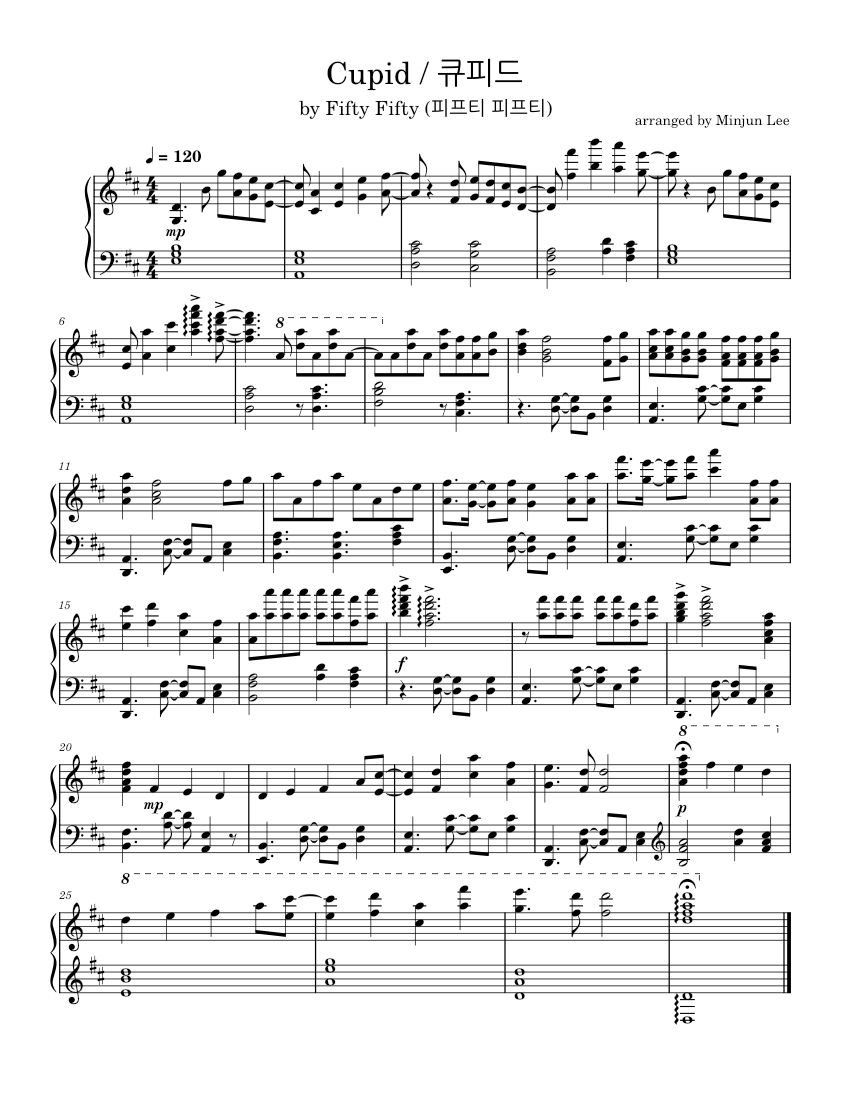 Cupid – FIFTY FIFTY Cupid – FIFTY Sheet music for Piano (Solo ...