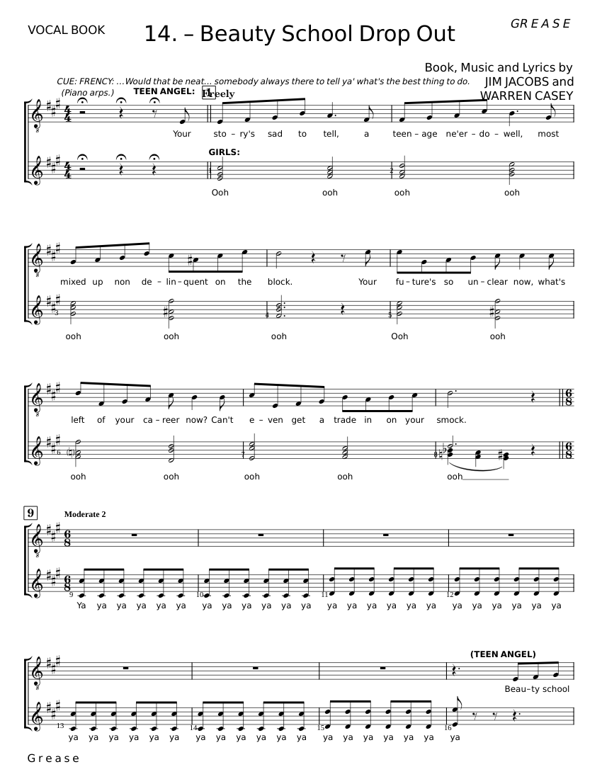 Beauty School Drop Out - Warren Casey and Jim Jacobs Sheet music for ...