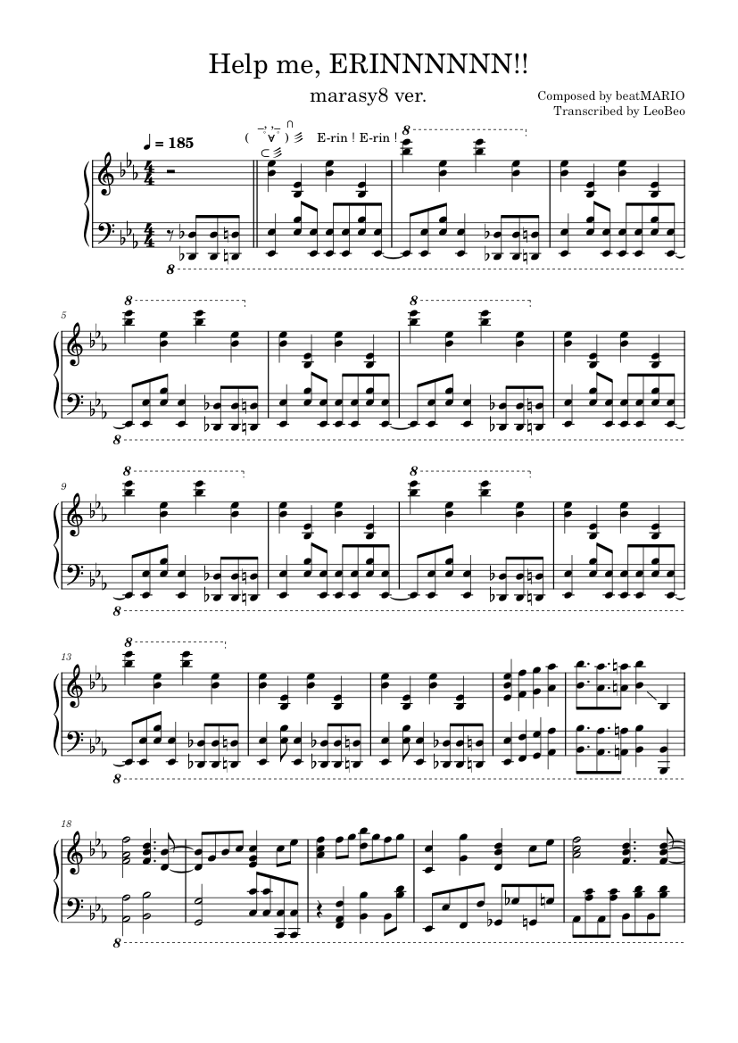 Help me, ERINNNNNN!! - marasy | beatMARIO Sheet Music for Piano (Solo ...