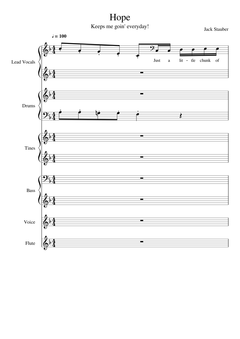 Hope – Jack Stauber Sheet Music for Piano, Vocals, Flute (Mixed ...