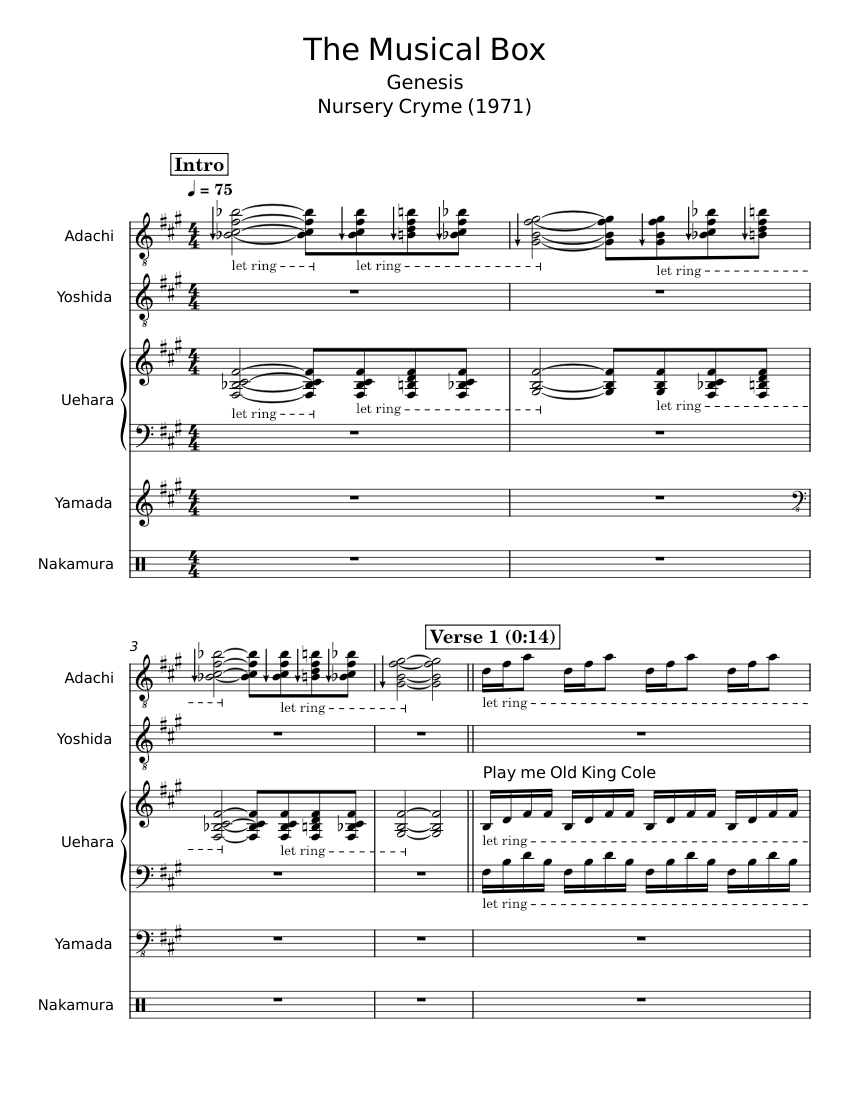 The musical box - Genesis Sheet Music for Piano, Guitar, Bass guitar ...
