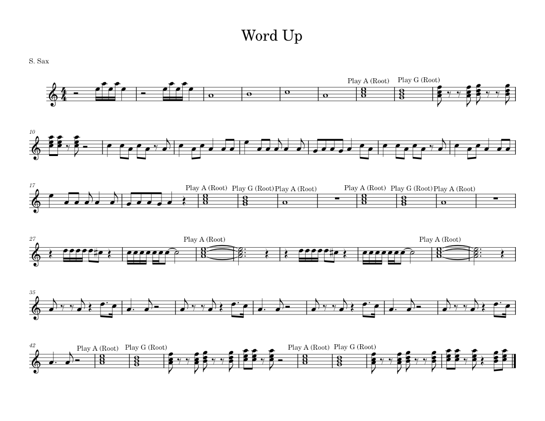 Word Up Sheet Music for Saxophone soprano (Solo) | MuseScore.com