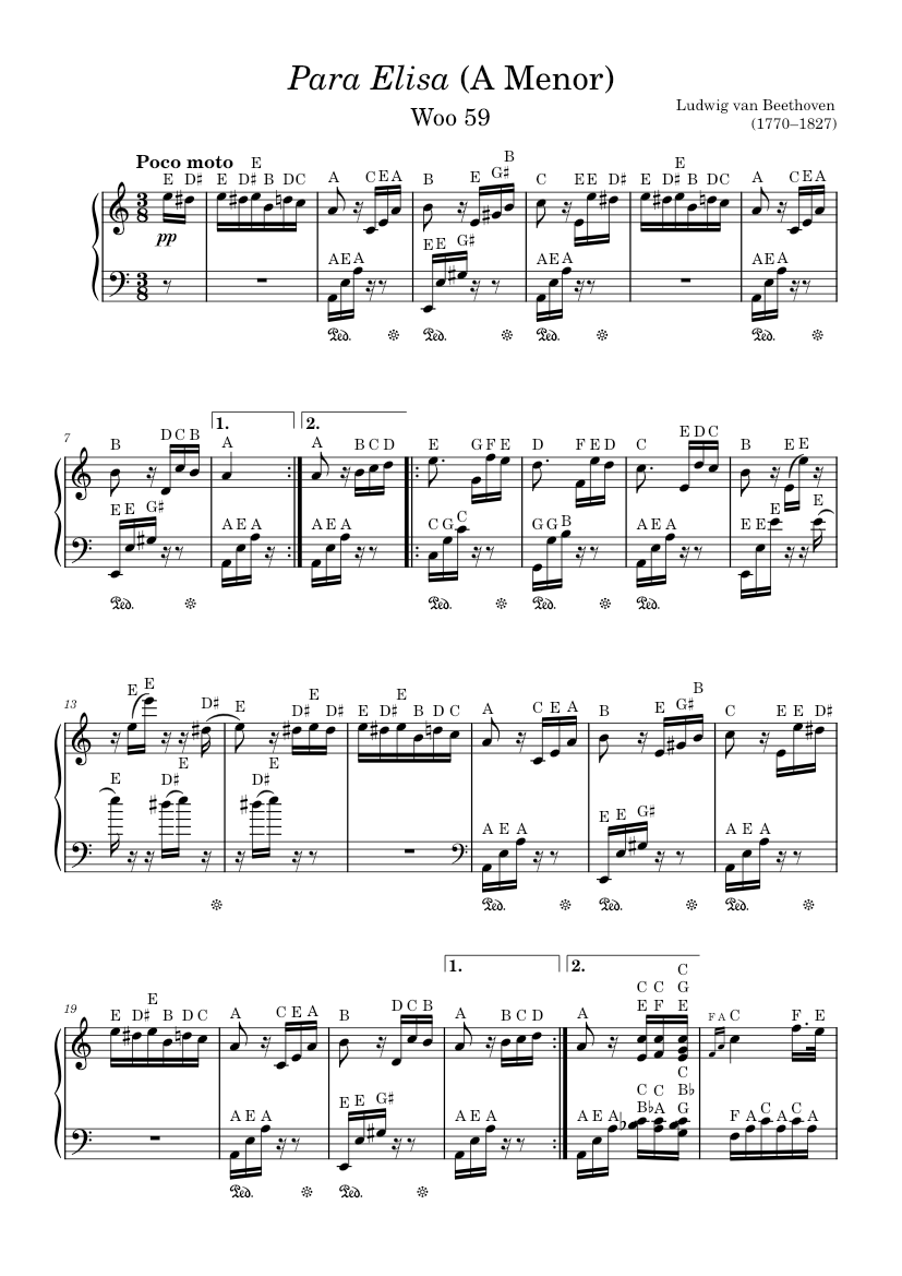 Para Elisa – Música Clásica Para Elisa – Ludwig Beethoven Sheet Music ...