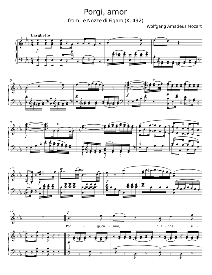 Porgi amor - Aria de la Condessa - Ópera: Le Nozze di Figaro - Wolfgang ...