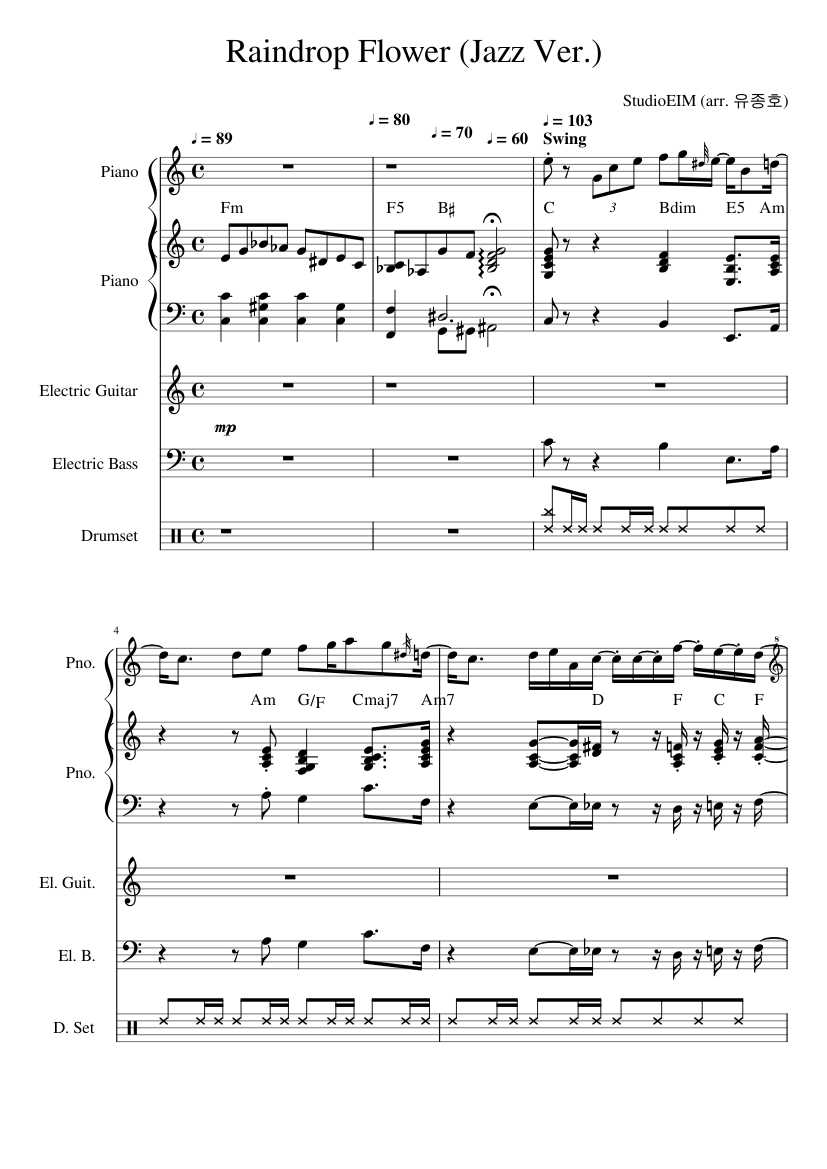 Raindrop Flower Jazz Ver. (Unfinished 2) Sheet Music with Chords for ...