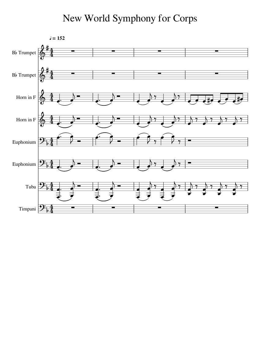 New World Symphony, 4th movement Sheet music for Euphonium, Tuba, Trumpet in b-flat, French horn ...