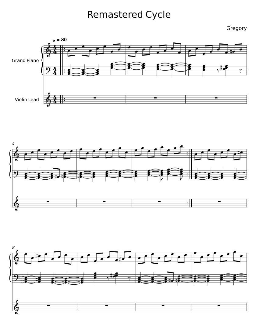 Remastered Cycle - Gregory Sheet music for Piano, Violin (Solo ...