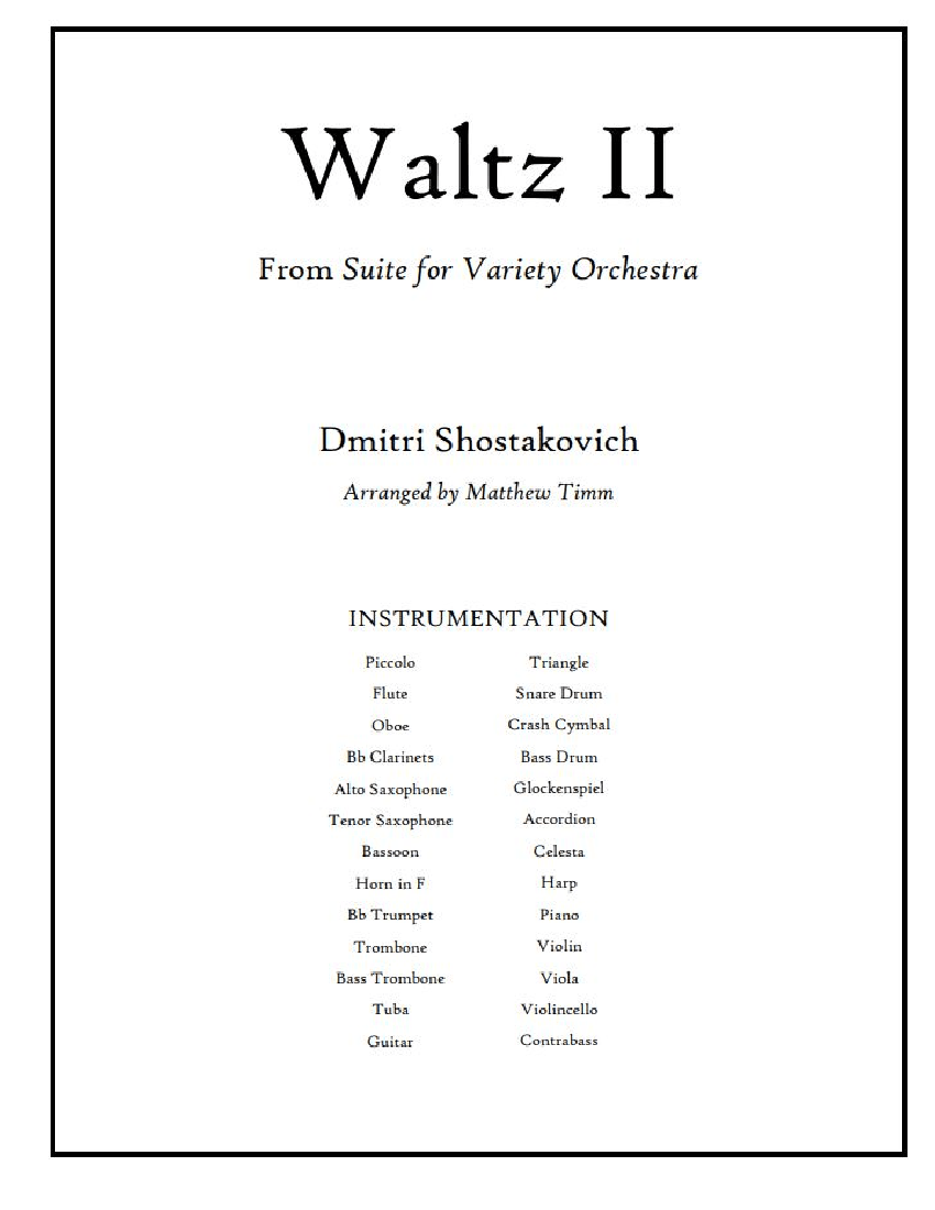 D. Shostakovich - Waltz II (from Suite for Variety Orchestra) Sheet ...