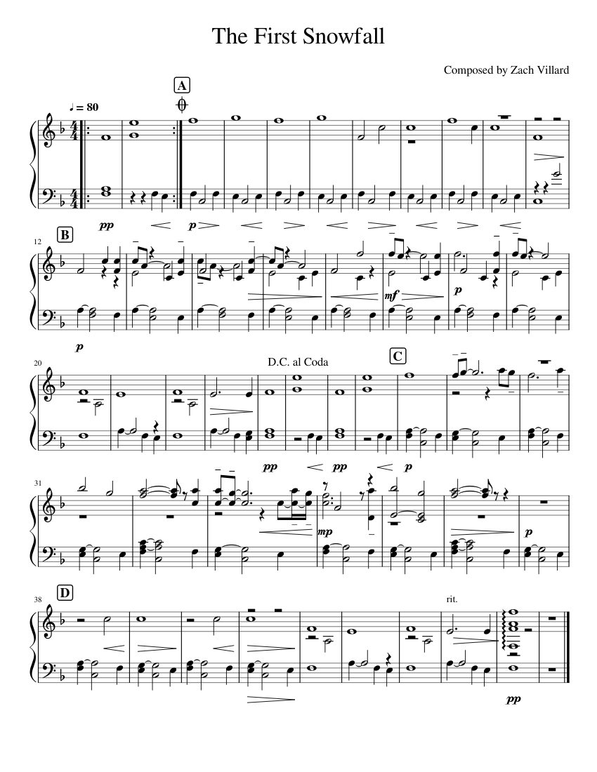 The First Snowfall Sheet music for Piano (Solo) Easy | Musescore.com