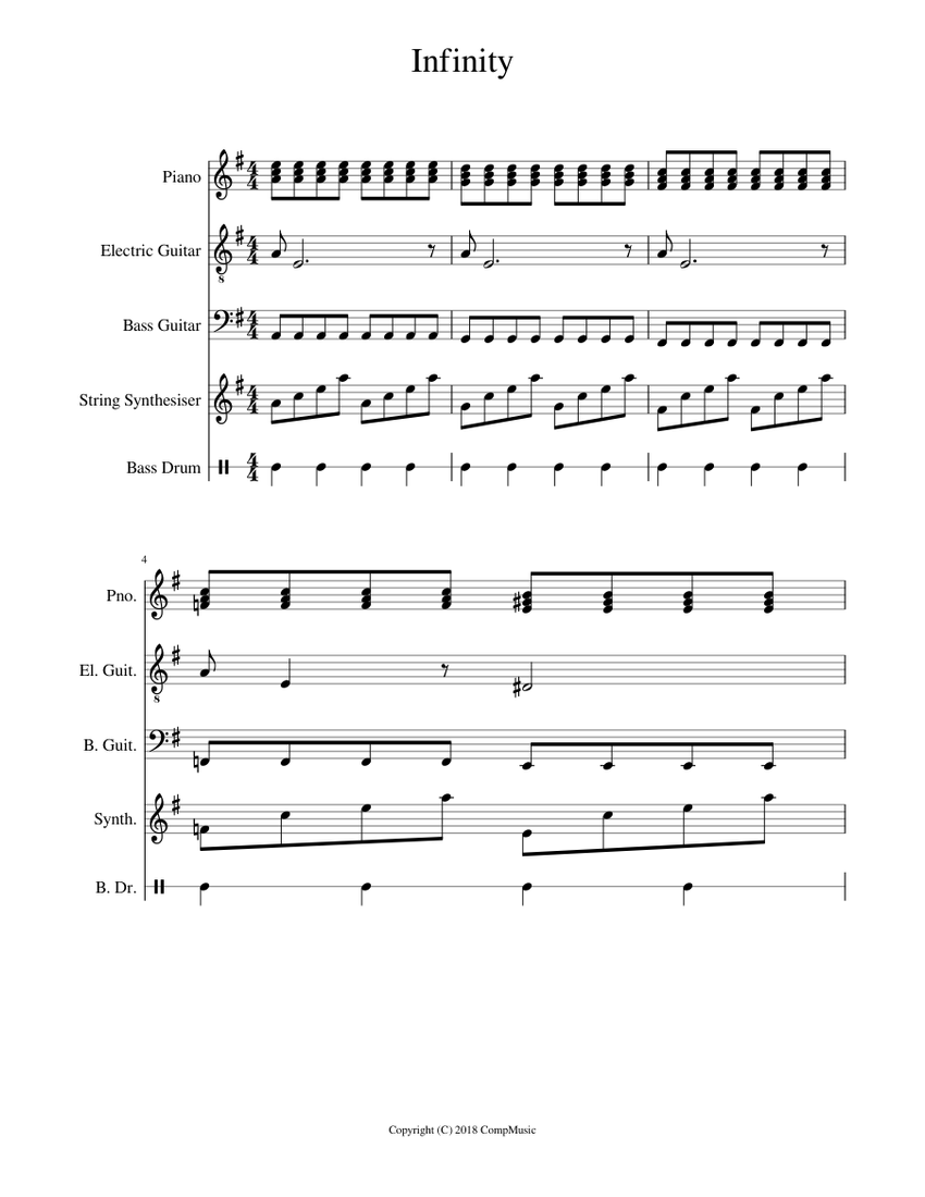 Infinity Sheet music for Piano, Guitar, Bass guitar, Bass drum & more ...