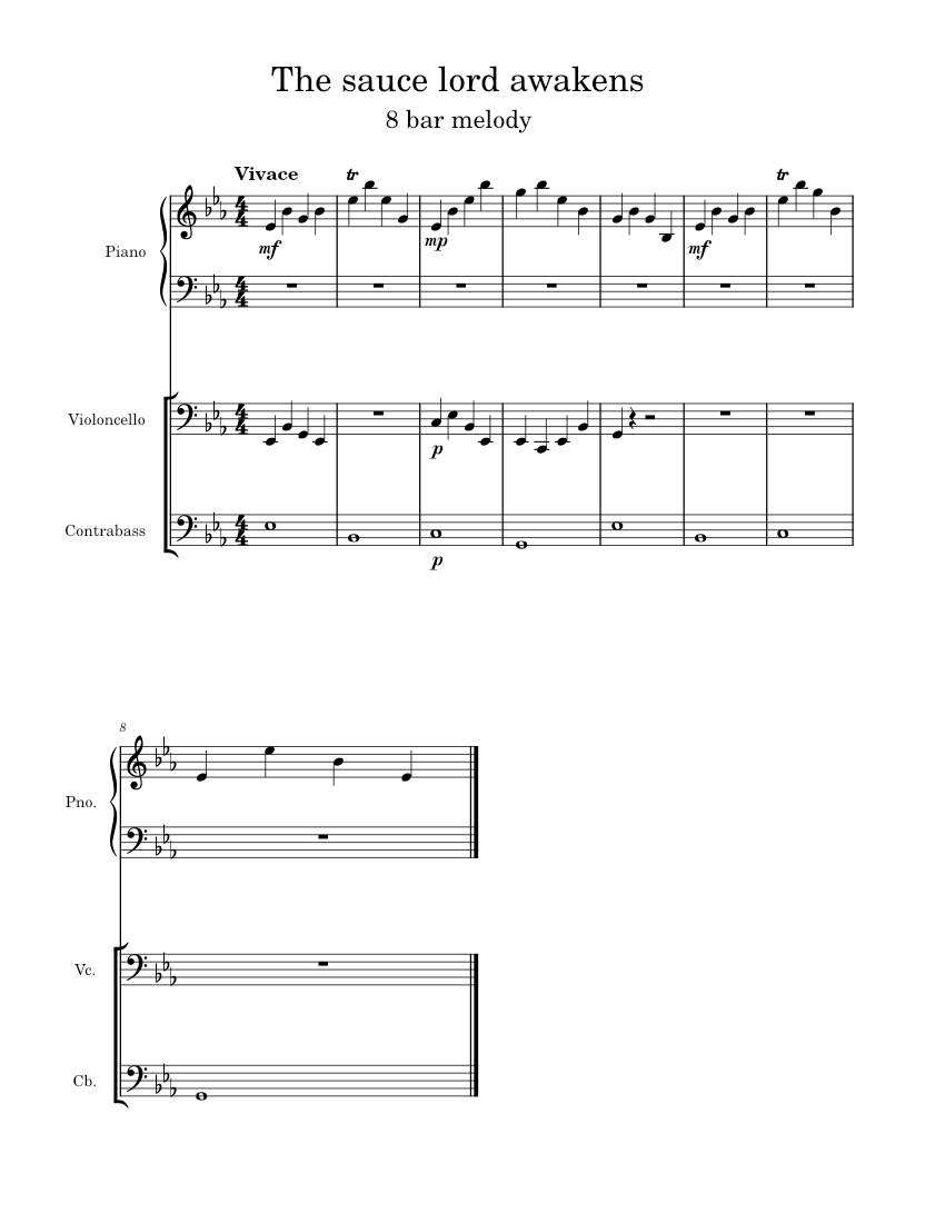 The sauce lord awakens Sheet music for Piano, Contrabass, Cello (Solo ...