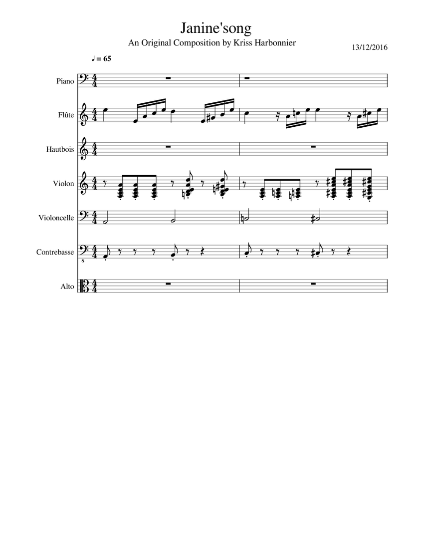 Janine'song Sheet music for Piano, Flute, Oboe, Contrabass & more ...