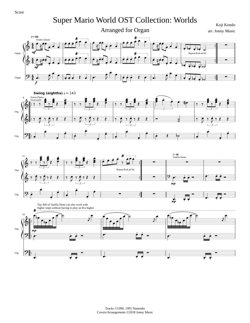 Super Mario World OST Collection: Worlds Organ Cover - piano tutorial