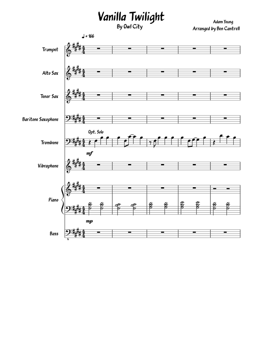 Vanilla Twilight Sheet music for Piano, Trombone, Saxophone alto ...