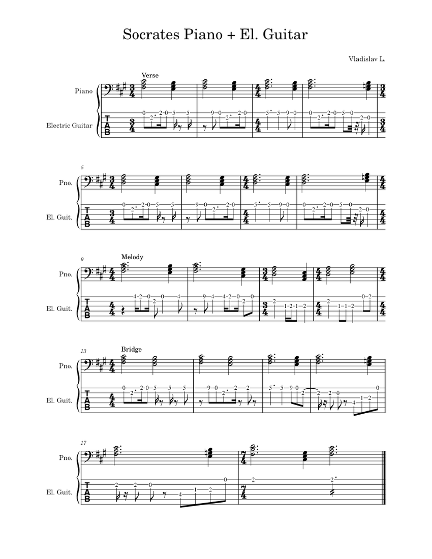 Socrates Demo Showcase Sheet music for Piano, Guitar (Mixed Duet ...