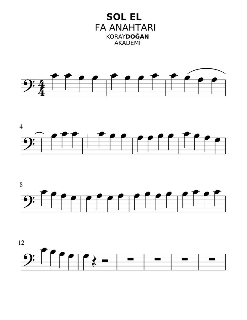 SOL EL FA ANAHTARI DO Sİ LA SOL Sheet music for Piano (Solo ...