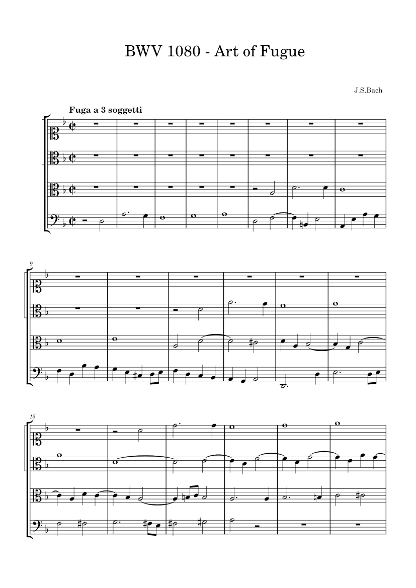 BWV 1080 -Art of Fugue - Fuga a 3 soggetti Sheet Music for Violin ...