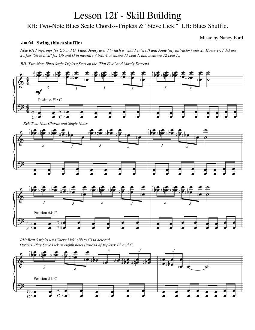 Lesson 12f - Skill Building - RH Flat 7 Two-Note Chords - Triplets and ...