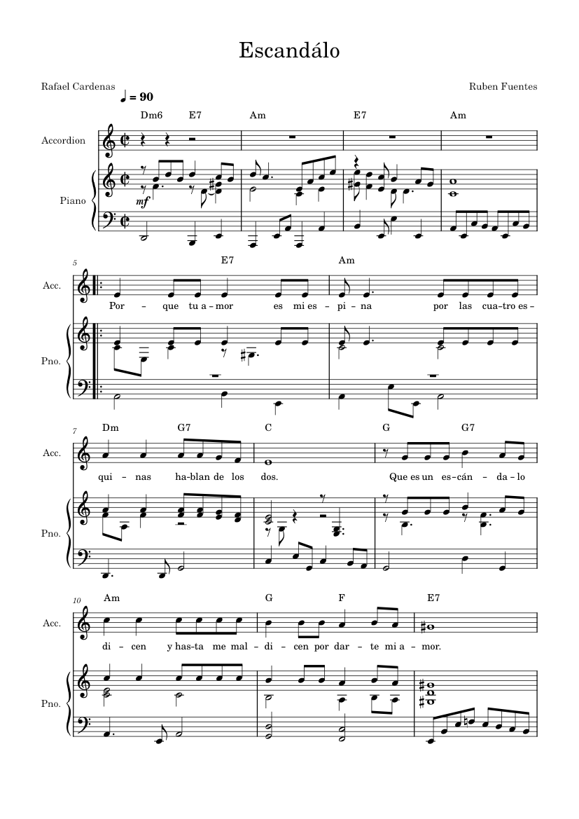 Escandálo Sheet Music with Chords for Piano, Violin (Solo) | MuseScore.com