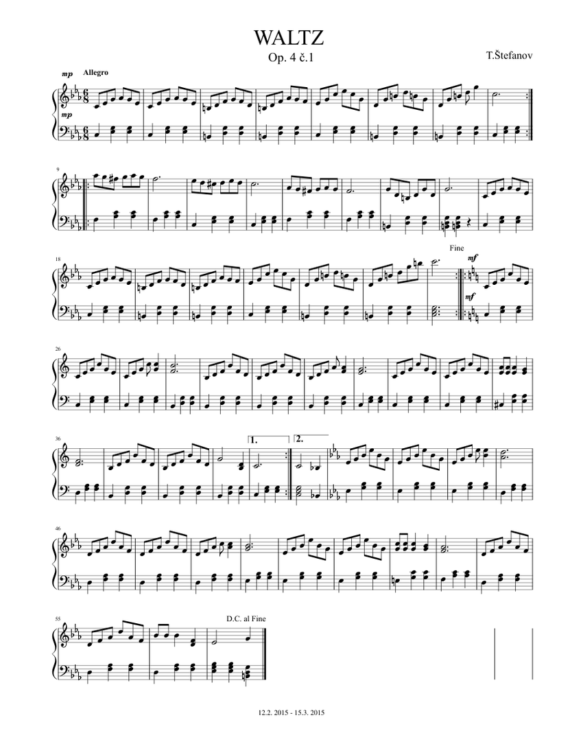 Waltz for piano Sheet music for Piano (Solo) | Download and print in ...