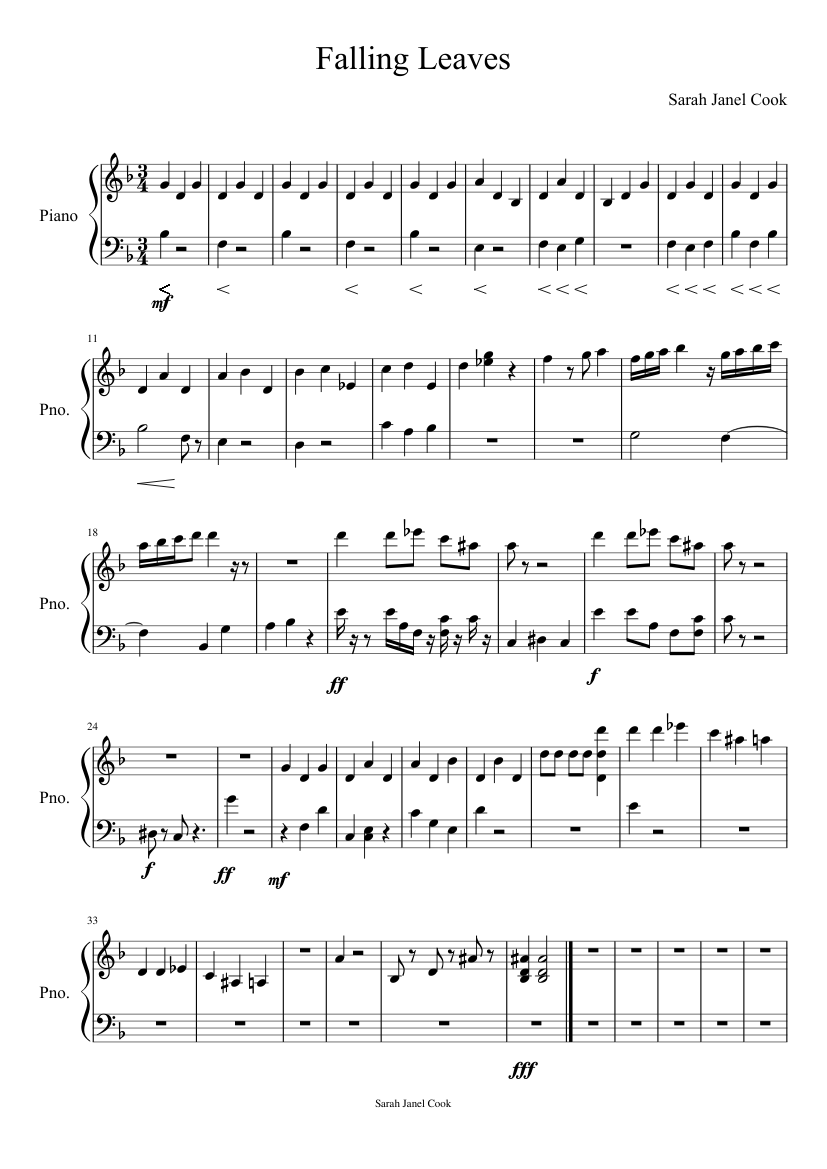 Falling Leaves Sheet Music for Piano (Solo) Easy | MuseScore.com