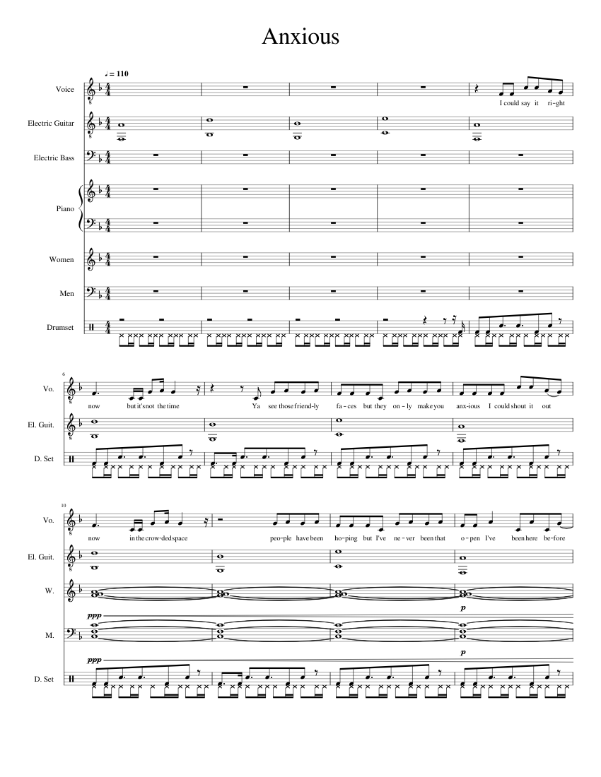 Anxious Sheet music for Piano, Vocals, Female, Male & more instruments ...